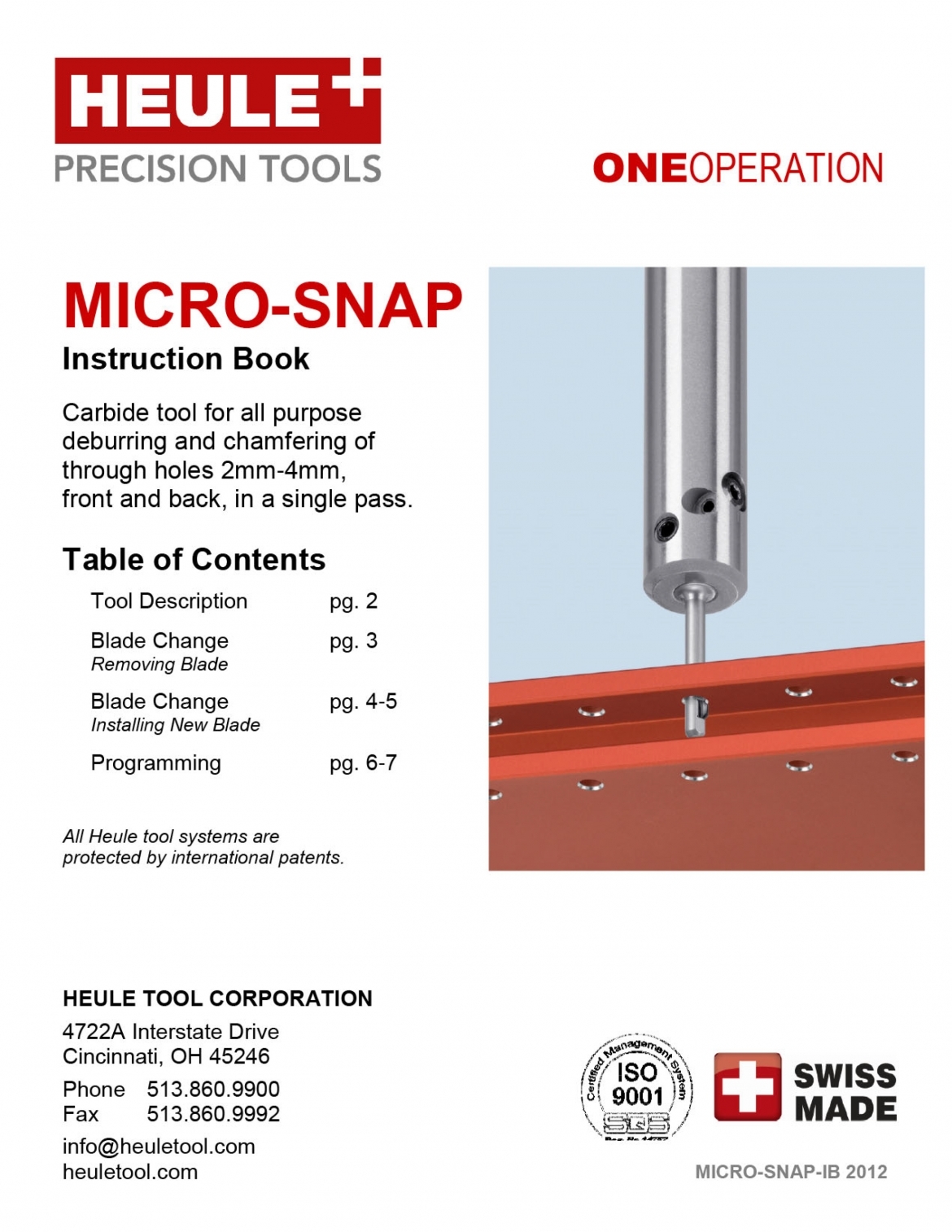HEULE SNAP Chamfering Instructions & Catalogs - Precision Machining