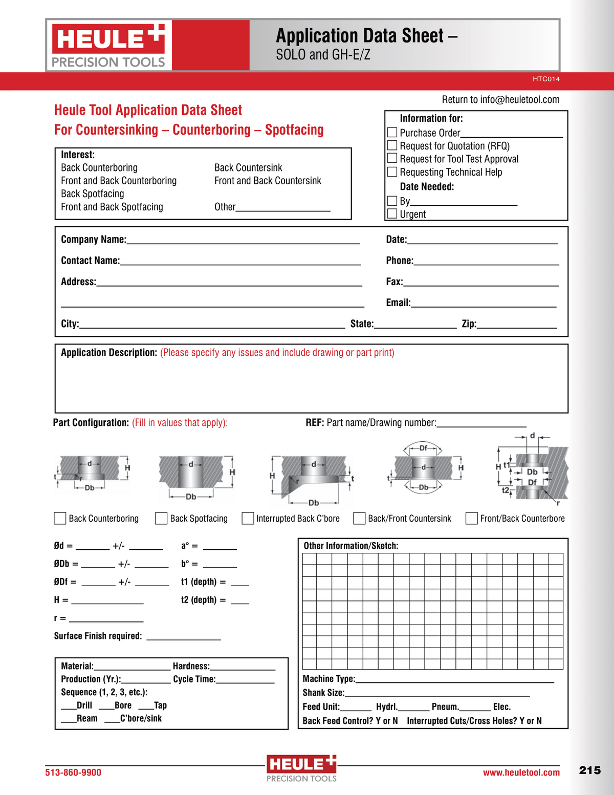 Application Data Sheets | Heule Precision Tools