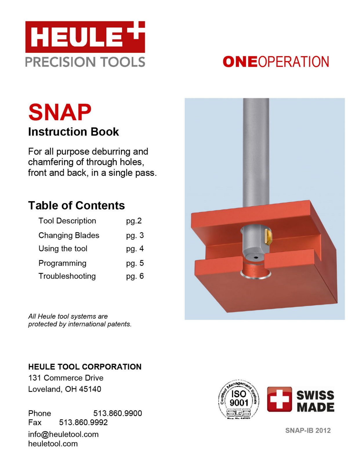 HEULE SNAP Chamfering Instructions & Catalogs - Precision Machining