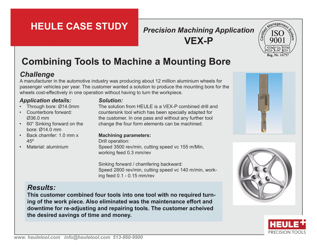 VEX-P Large Diameter Drilling & HEULE Chamfering Tool